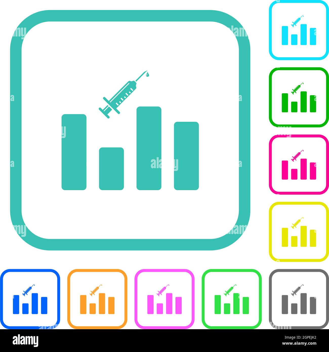 Vaccination graph vivid colored flat icons in curved borders on white ...