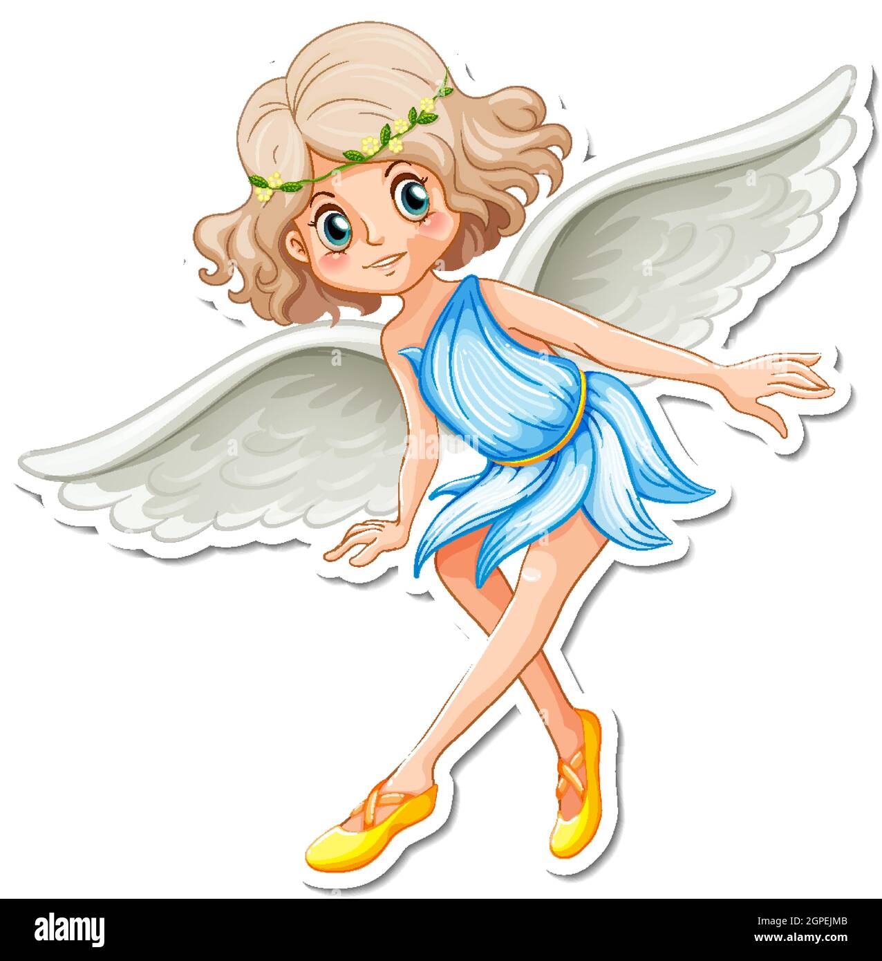Beautiful angel cartoon character sticker illustration Stock Vector ...