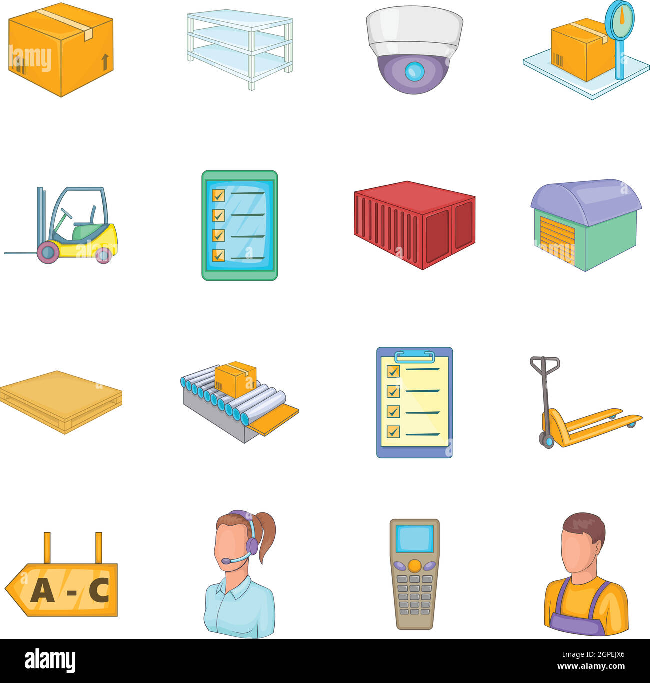 Warehouse store icons set, cartoon style Stock Vector Image & Art - Alamy