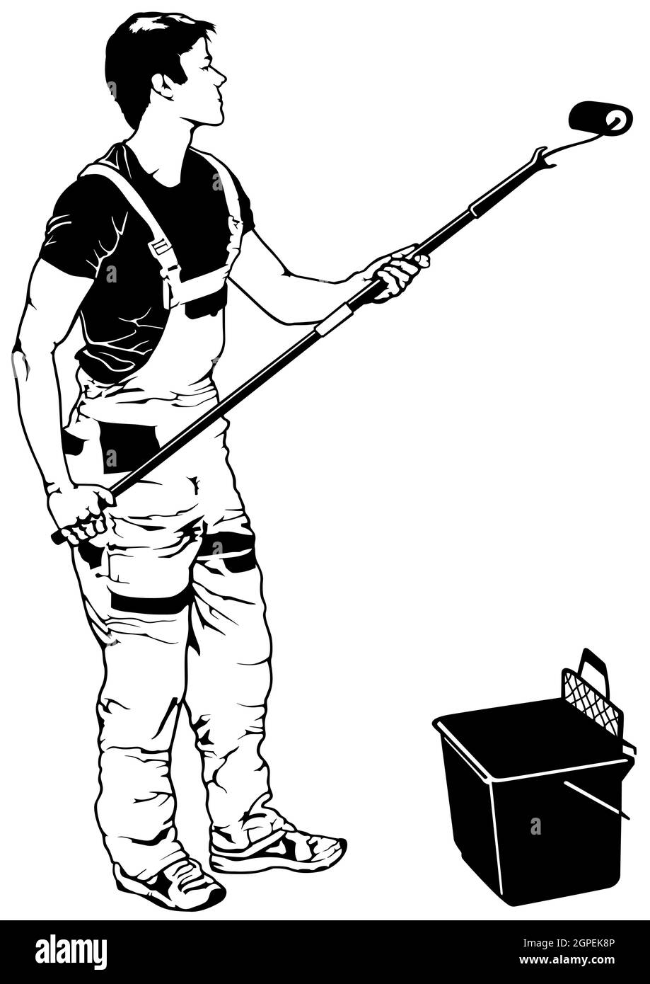 Renovation worker paint wall Stock Vector Images - Alamy