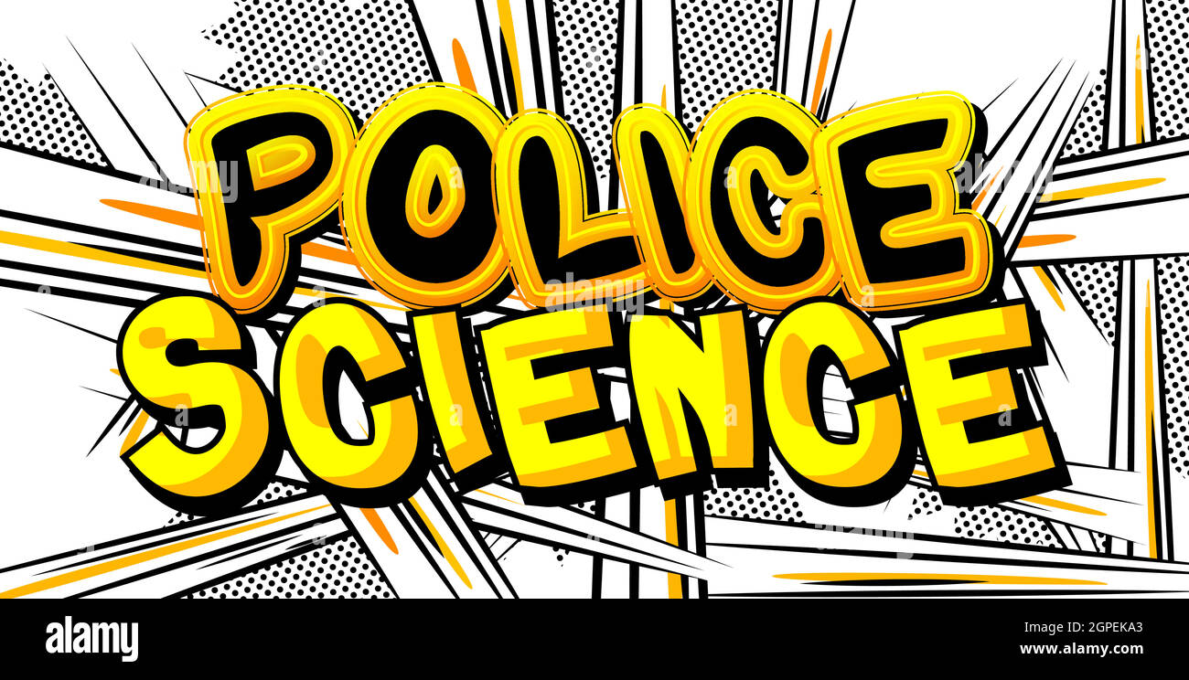 Police Science - comic book word on colorful pop art background Stock ...