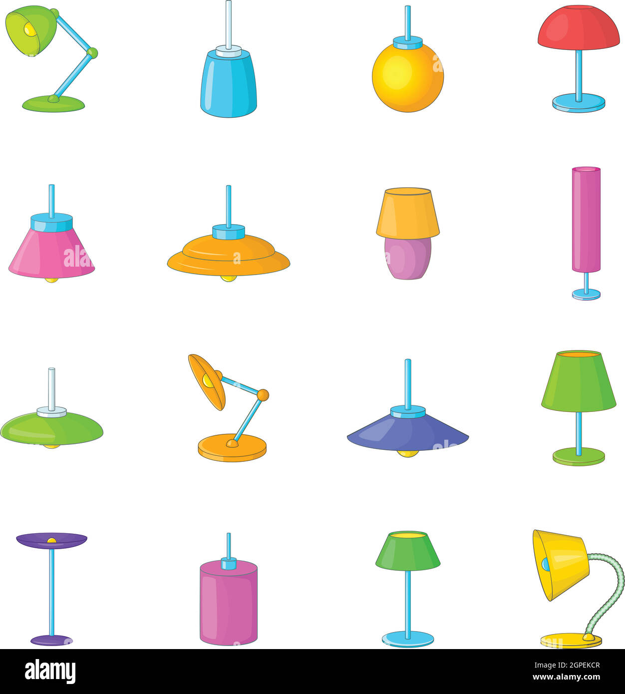 Lamp icons set, cartoon style Stock Vector Image & Art - Alamy