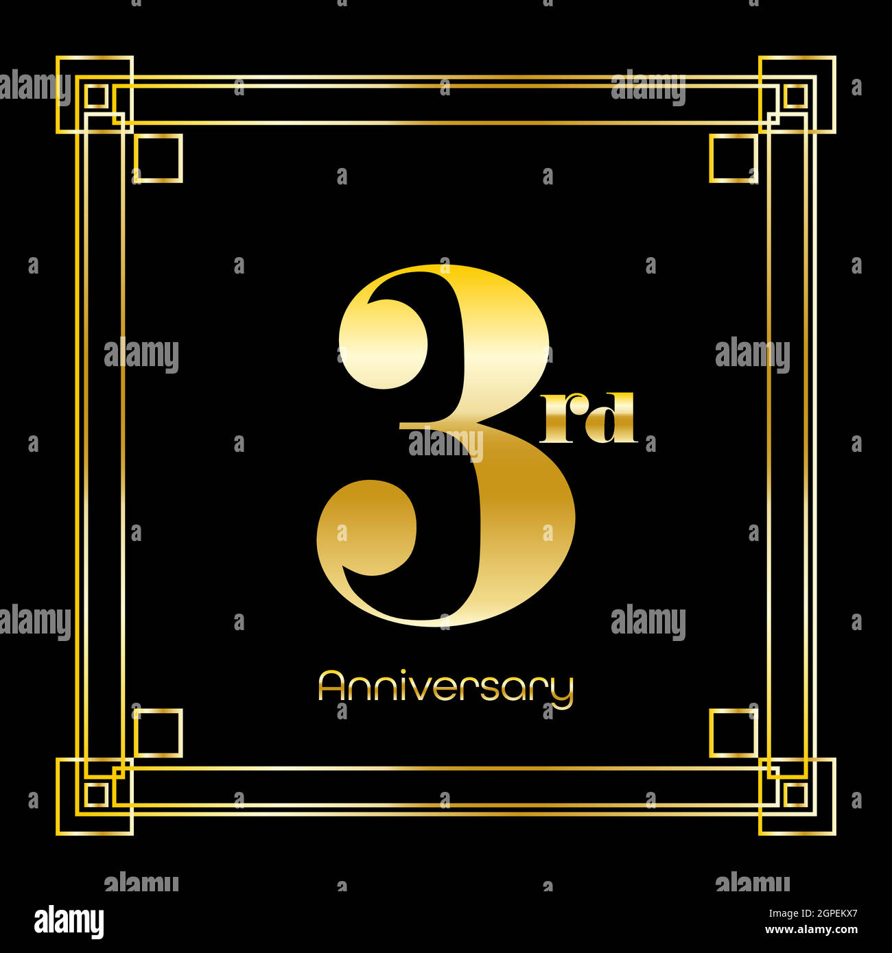 Number three Logo Design With Square Ornament, anniversary concept ...