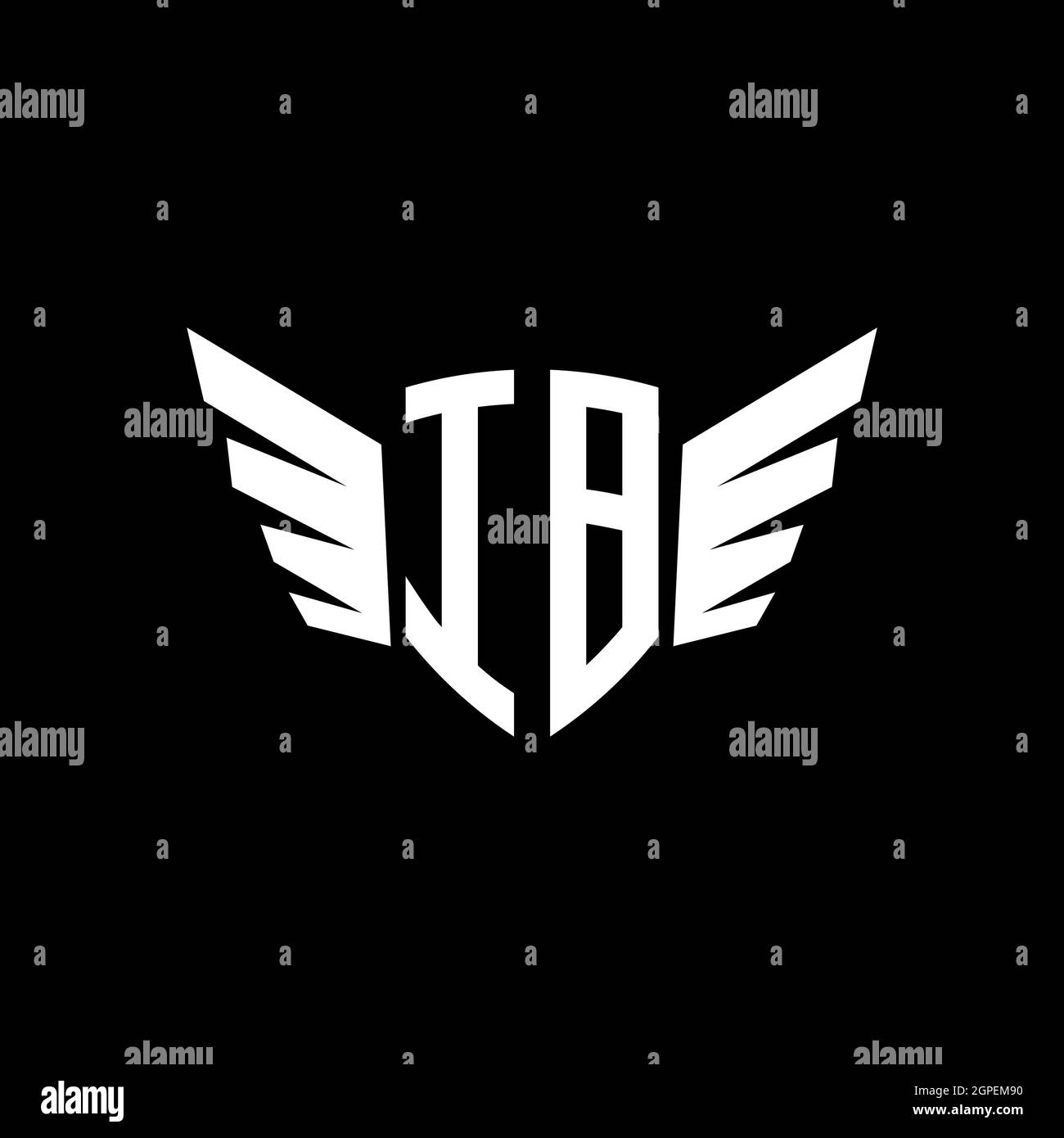 IB Monogram Logo geometric initial with wing shape style design ...