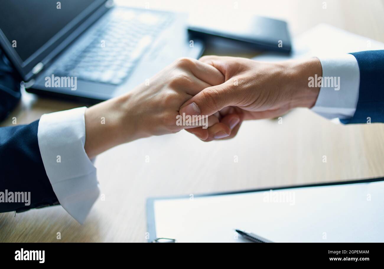 shaking hands office successful deal work business Stock Photo - Alamy