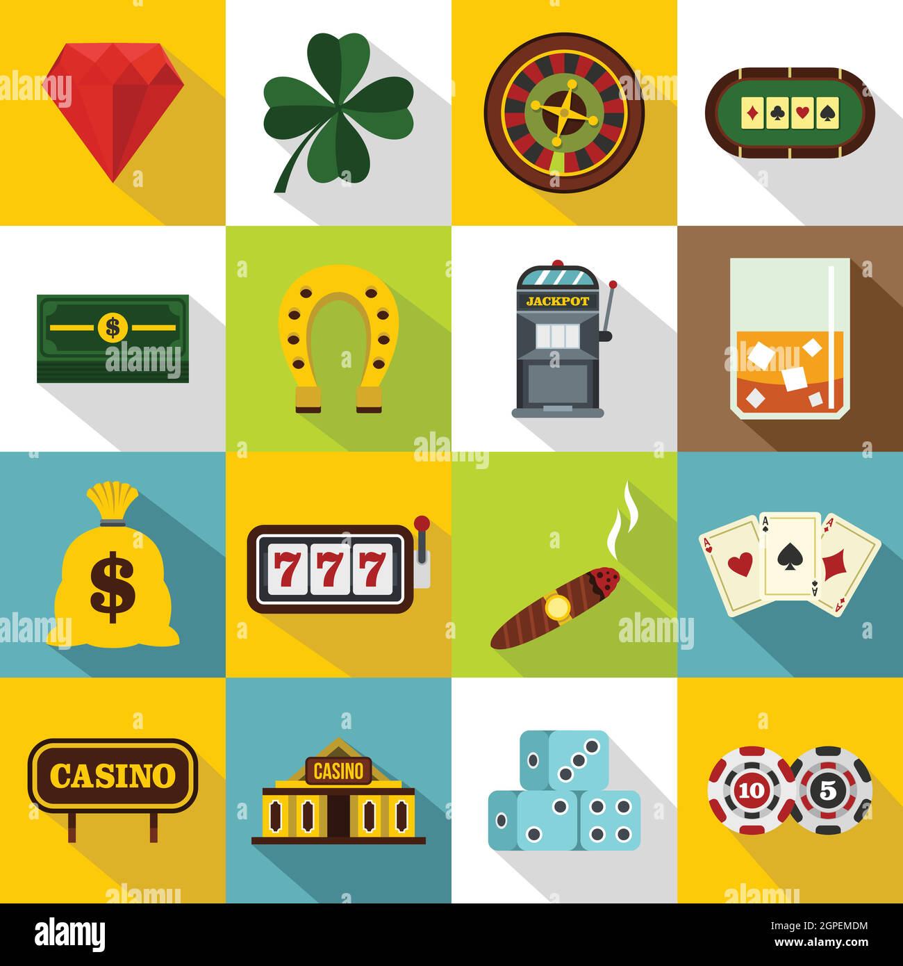 Casino icons set, flat style Stock Vector Image & Art - Alamy