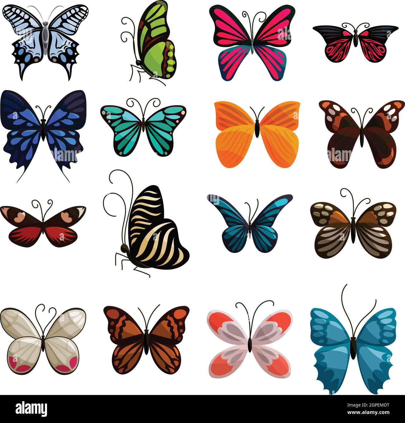 Butterfly icons set, cartoon style Stock Vector Image & Art - Alamy