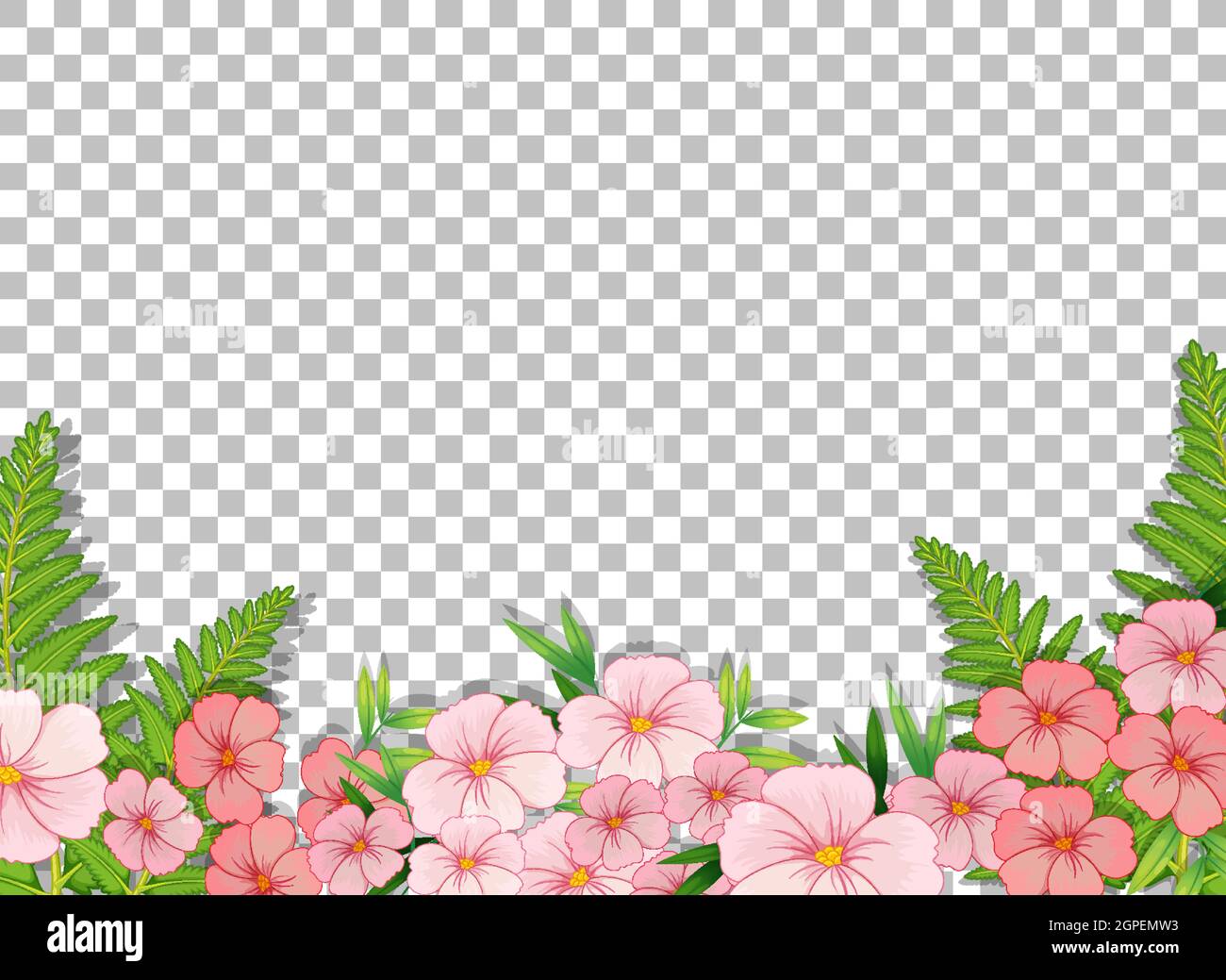 Pink flower frame template on transparent background illustration Stock ...