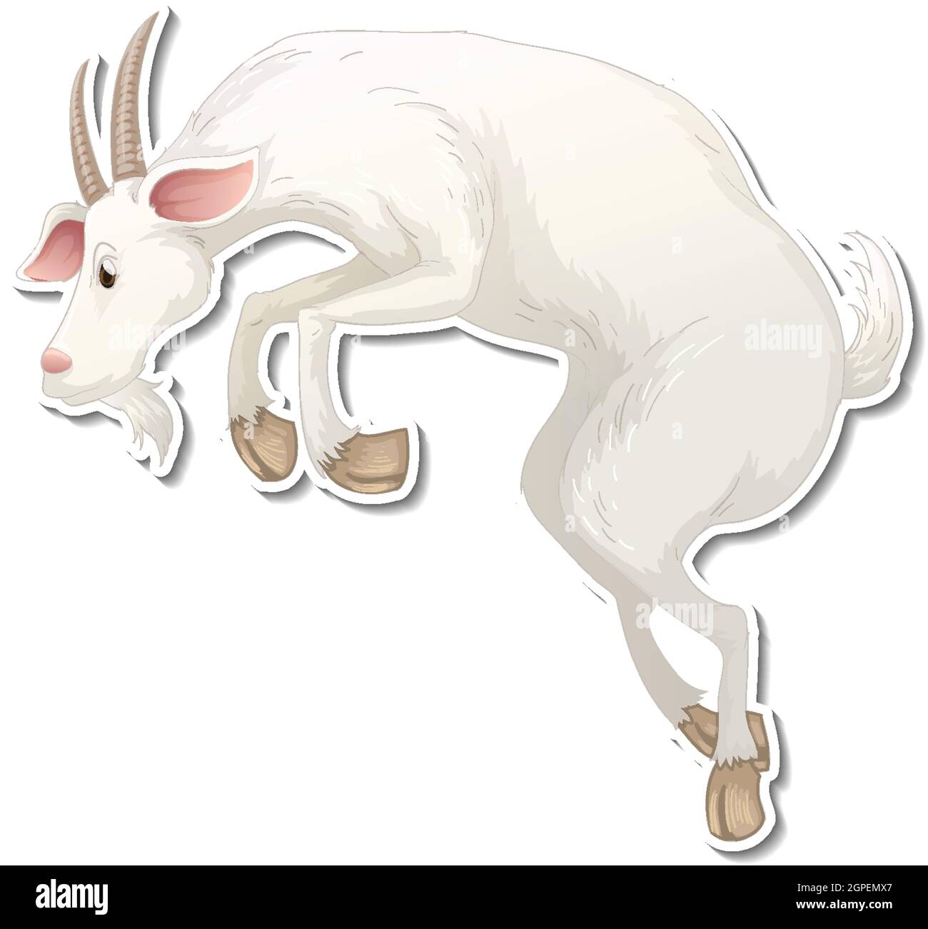 Sticker design with a goat in jumping pose isolated illustration Stock ...