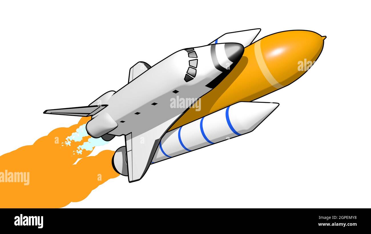 Flat cartoon rocket space hi-res stock photography and images - Alamy