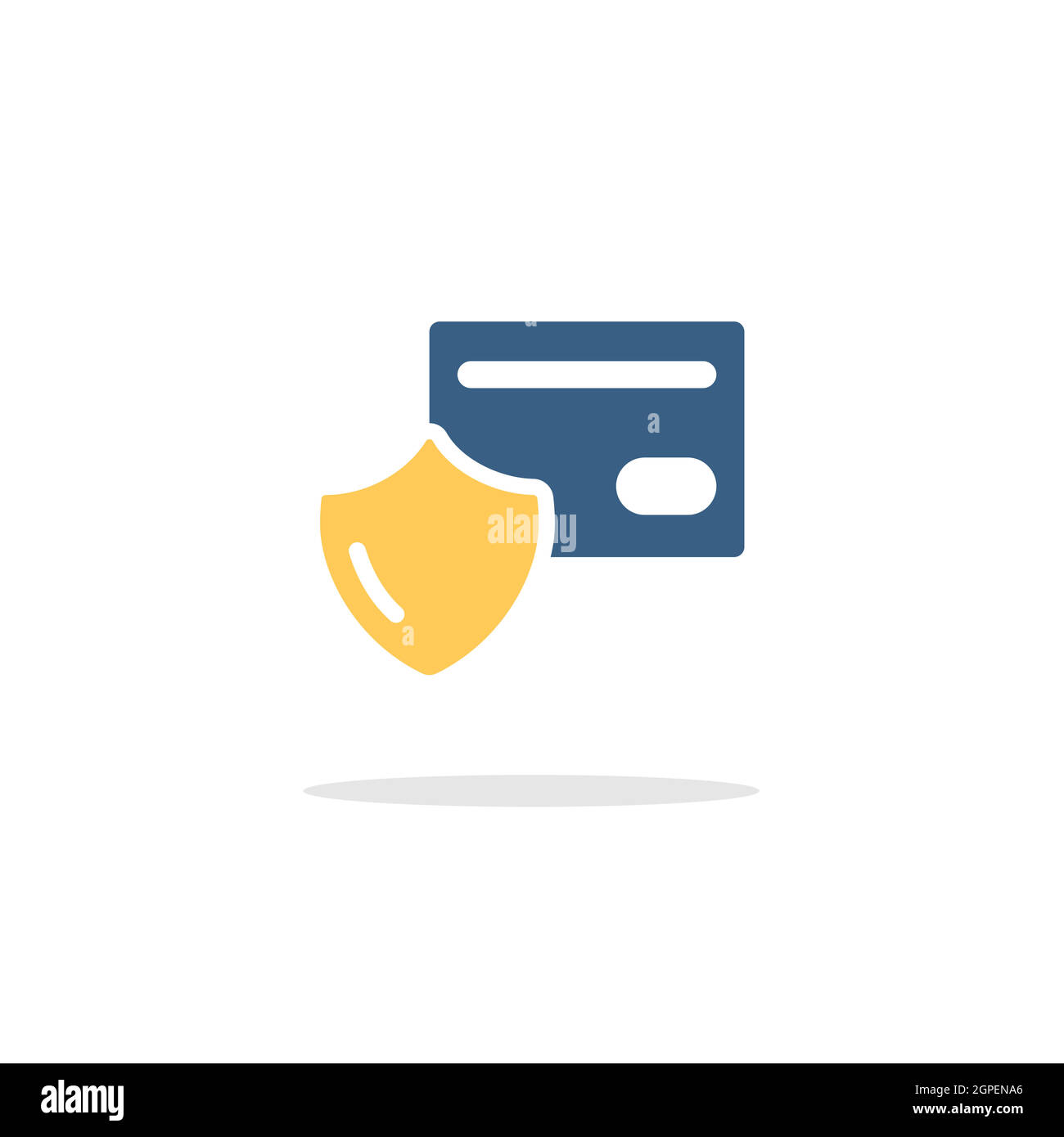 Secure payment. Credit card and security shield. Icon with shadow ...