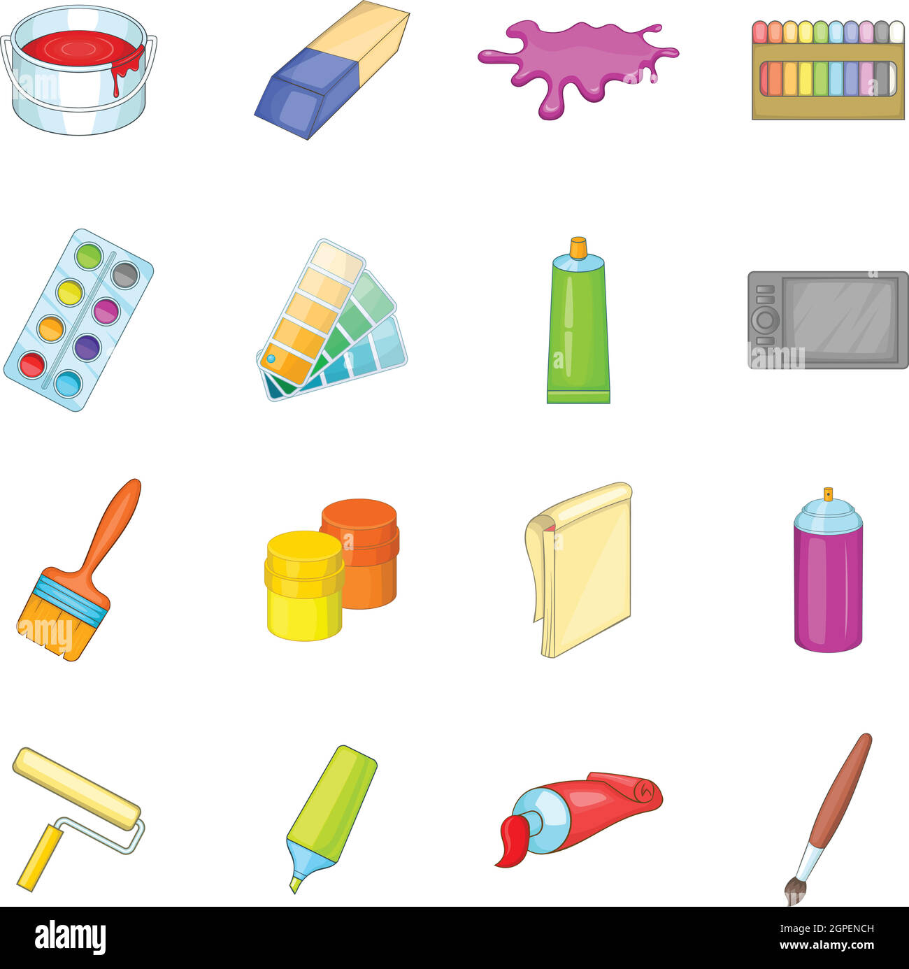Painter tools icons set, cartoon style Stock Vector Image & Art - Alamy