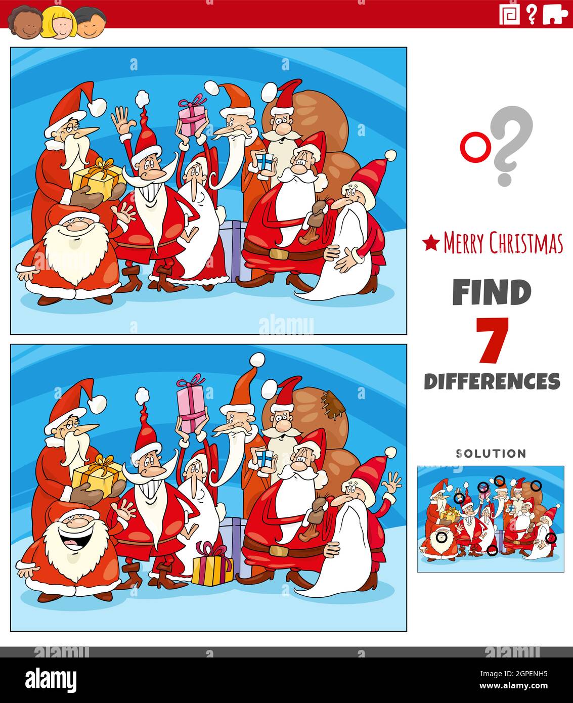 Cartoon illustration of finding differences between pictures ...