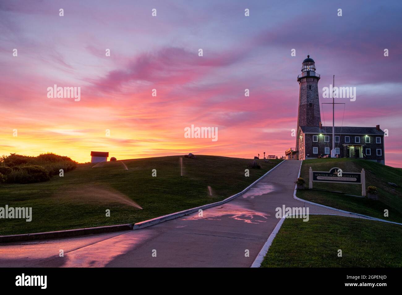 Sunset at the Montauk Point Light is a lighthouse located adjacent to ...