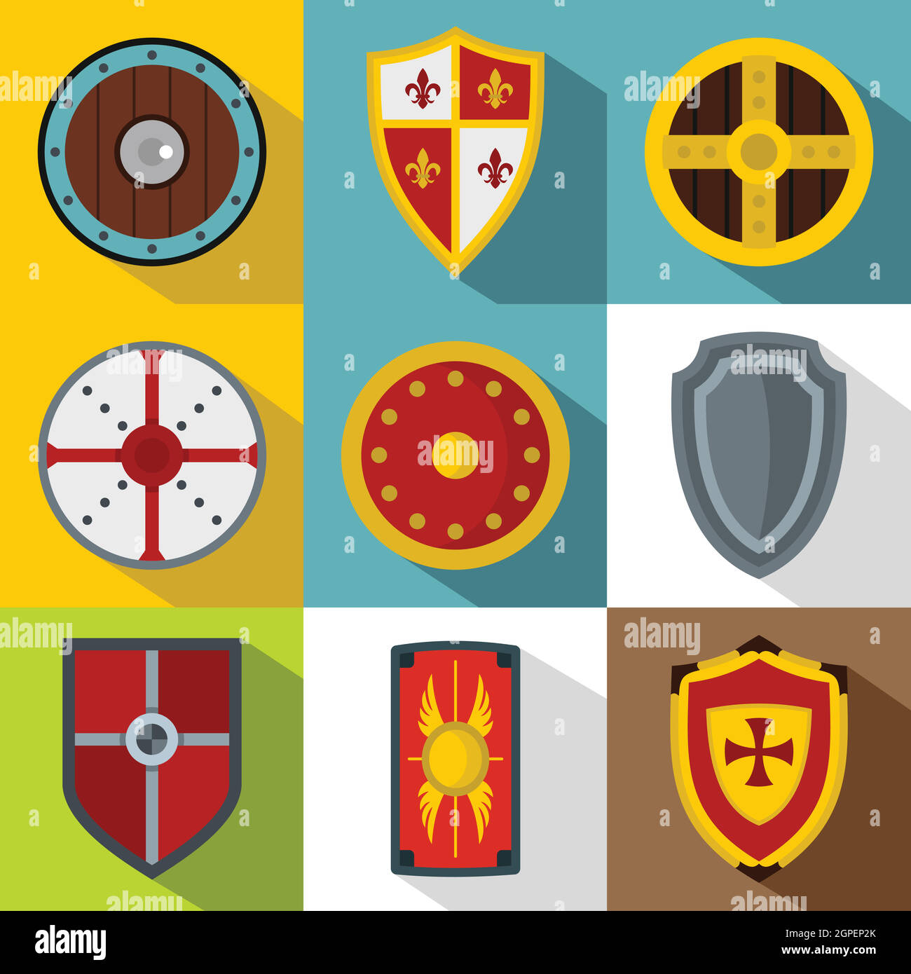 Protective shield icons set, flat style Stock Vector Image & Art - Alamy
