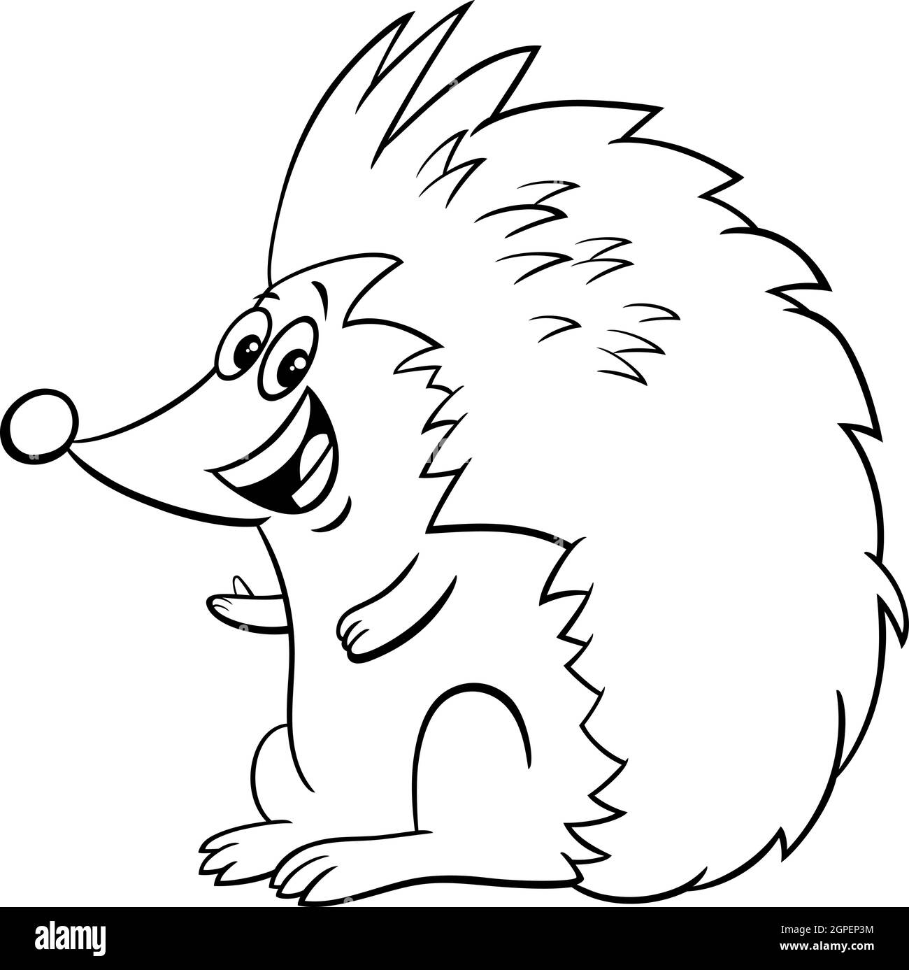 funny hedgehog cartoon animal character coloring book page Stock Vector ...