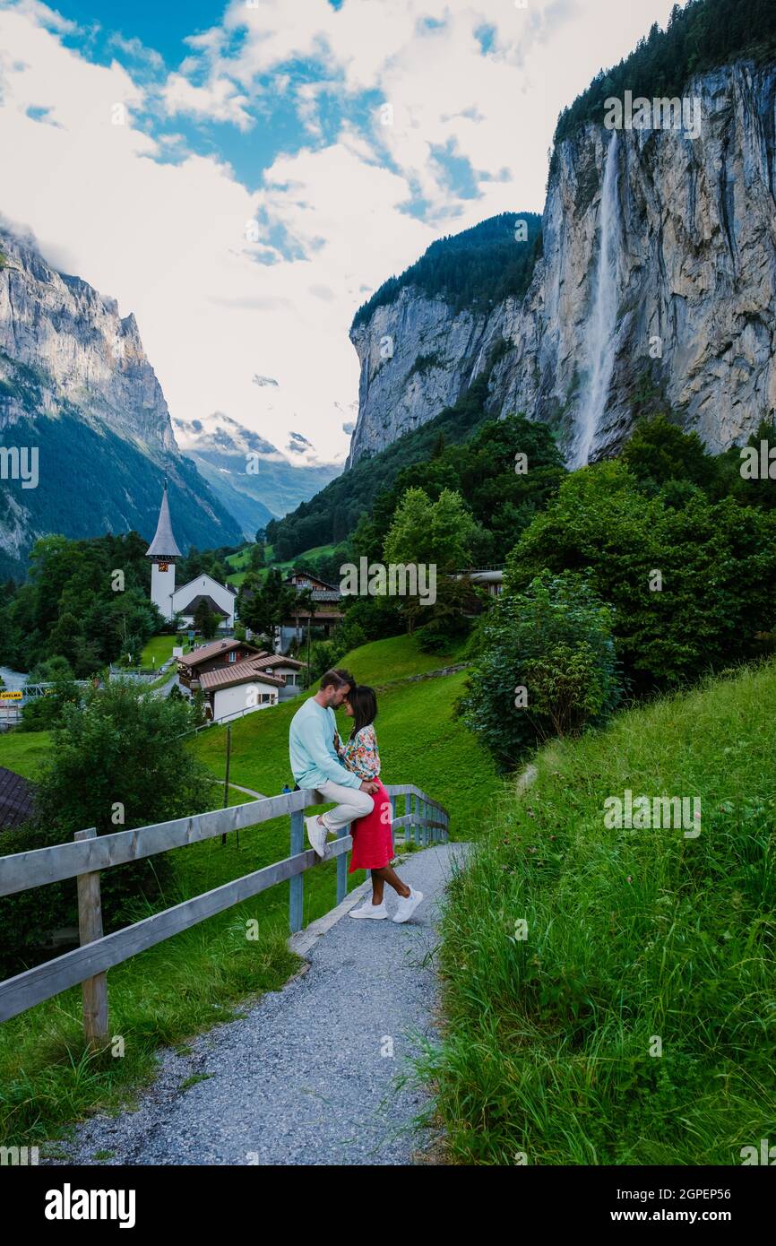 Lauterbrunnen valley Switzerland July 2021, the village of ...