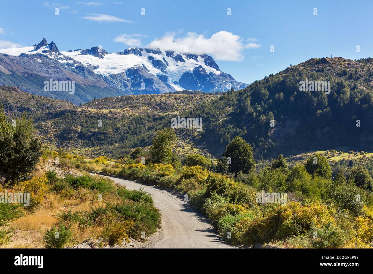Beautiful mountains landscape along gravel road Carretera Austral in ...