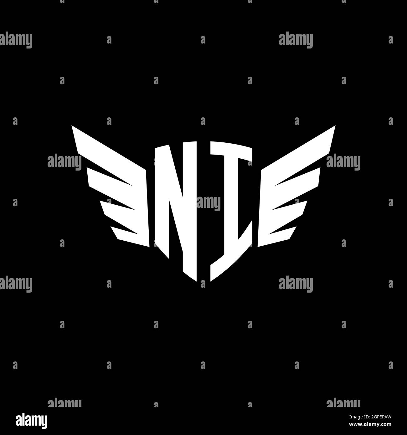 NI Monogram Logo geometric initial with wing shape style design ...