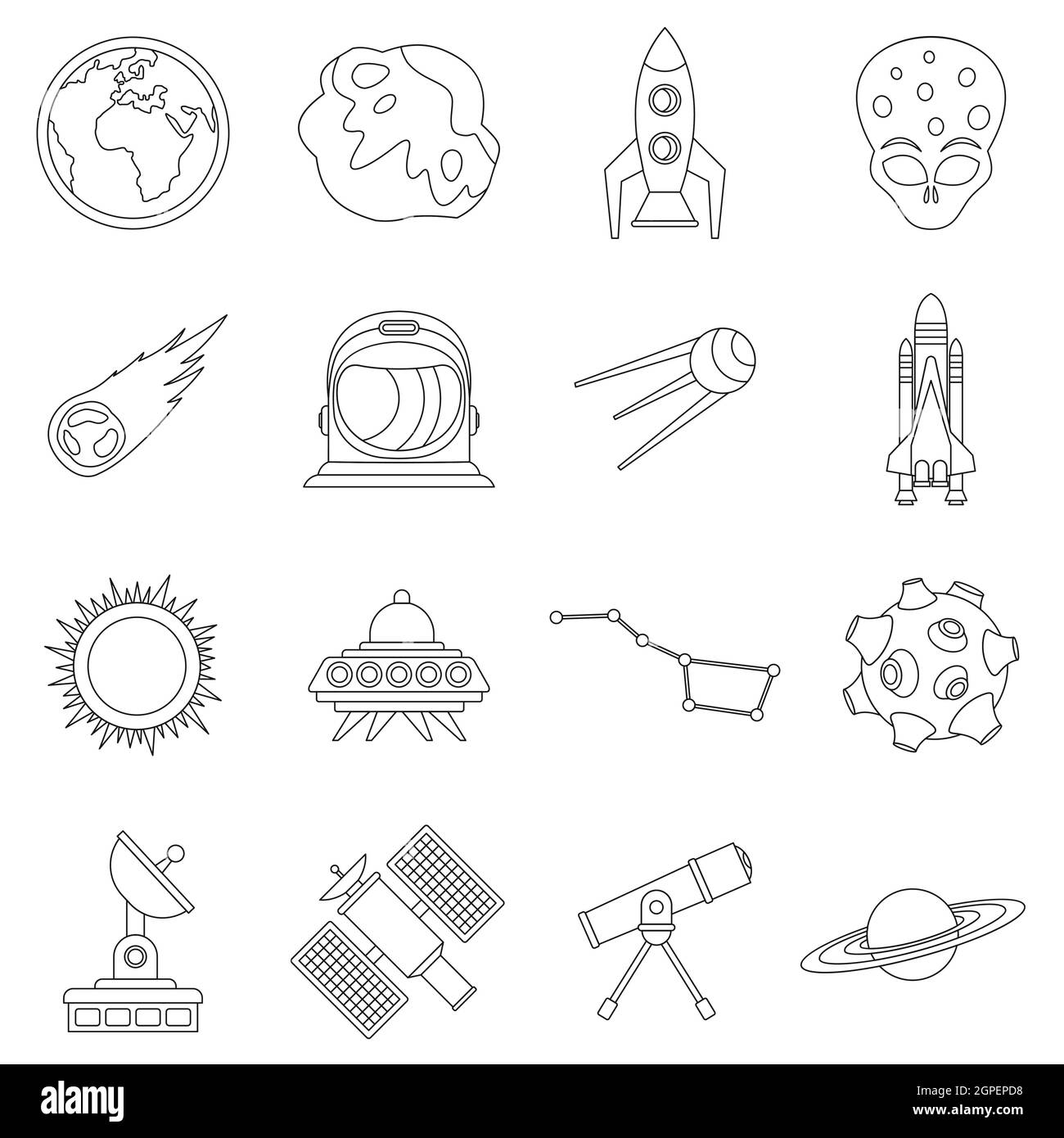 Solar system icons outline hi-res stock photography and images - Alamy