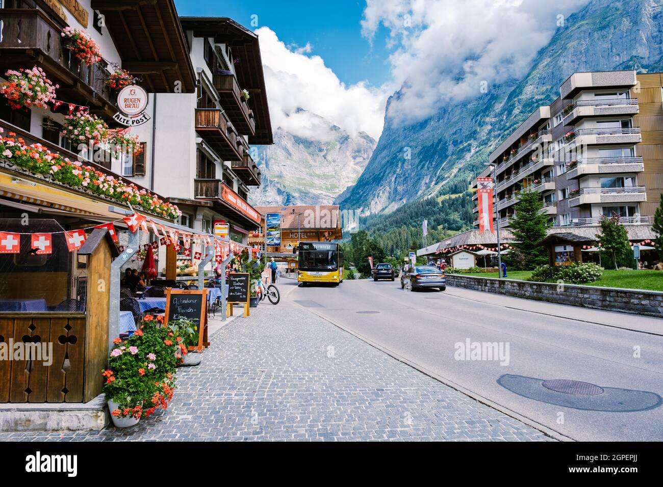 Grindelwald, Switzerland July 2021 with parts of Mattenberg in the ...