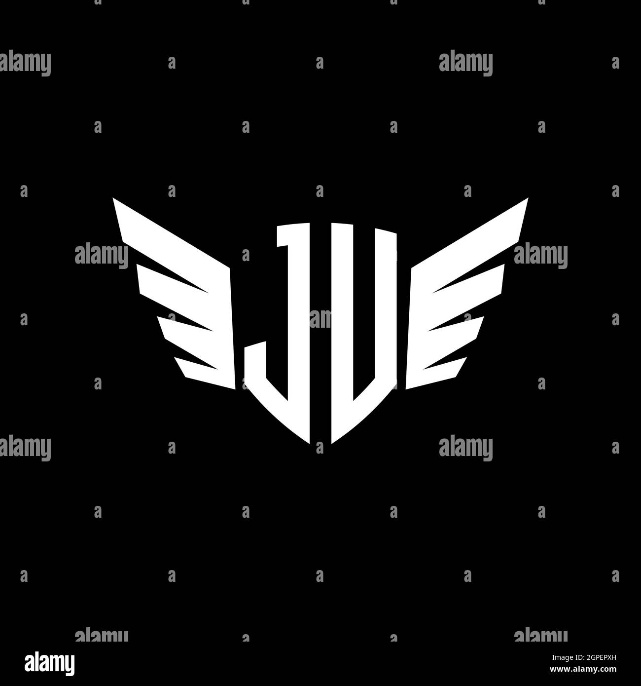JU Monogram Logo geometric initial with wing shape style design ...
