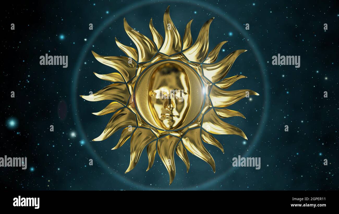 The golden sun. 3D render Stock Photo - Alamy