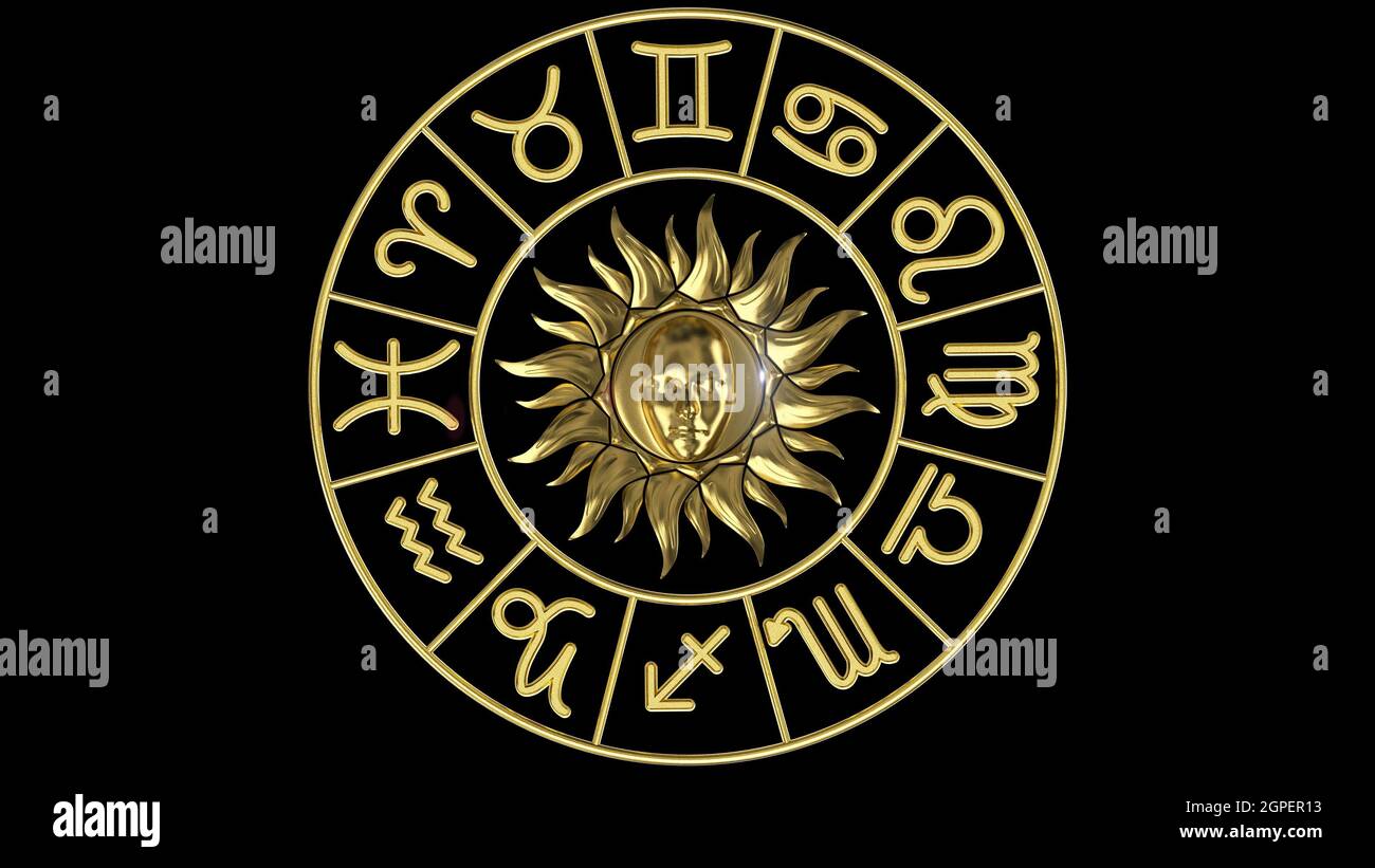 Horoscope wheel Zodiacal circle Stock Photo - Alamy