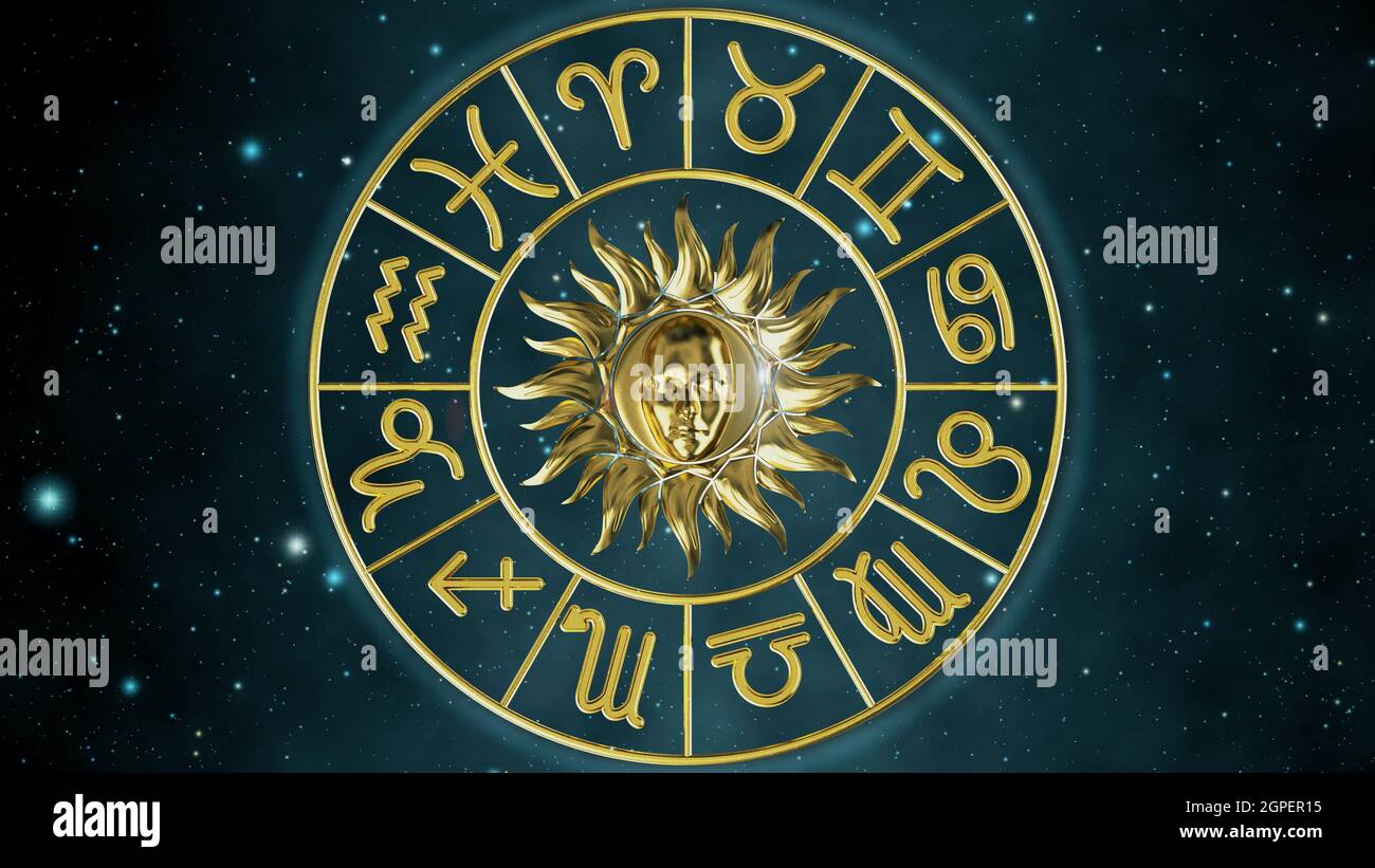 Horoscope wheel Zodiacal circle Stock Photo - Alamy