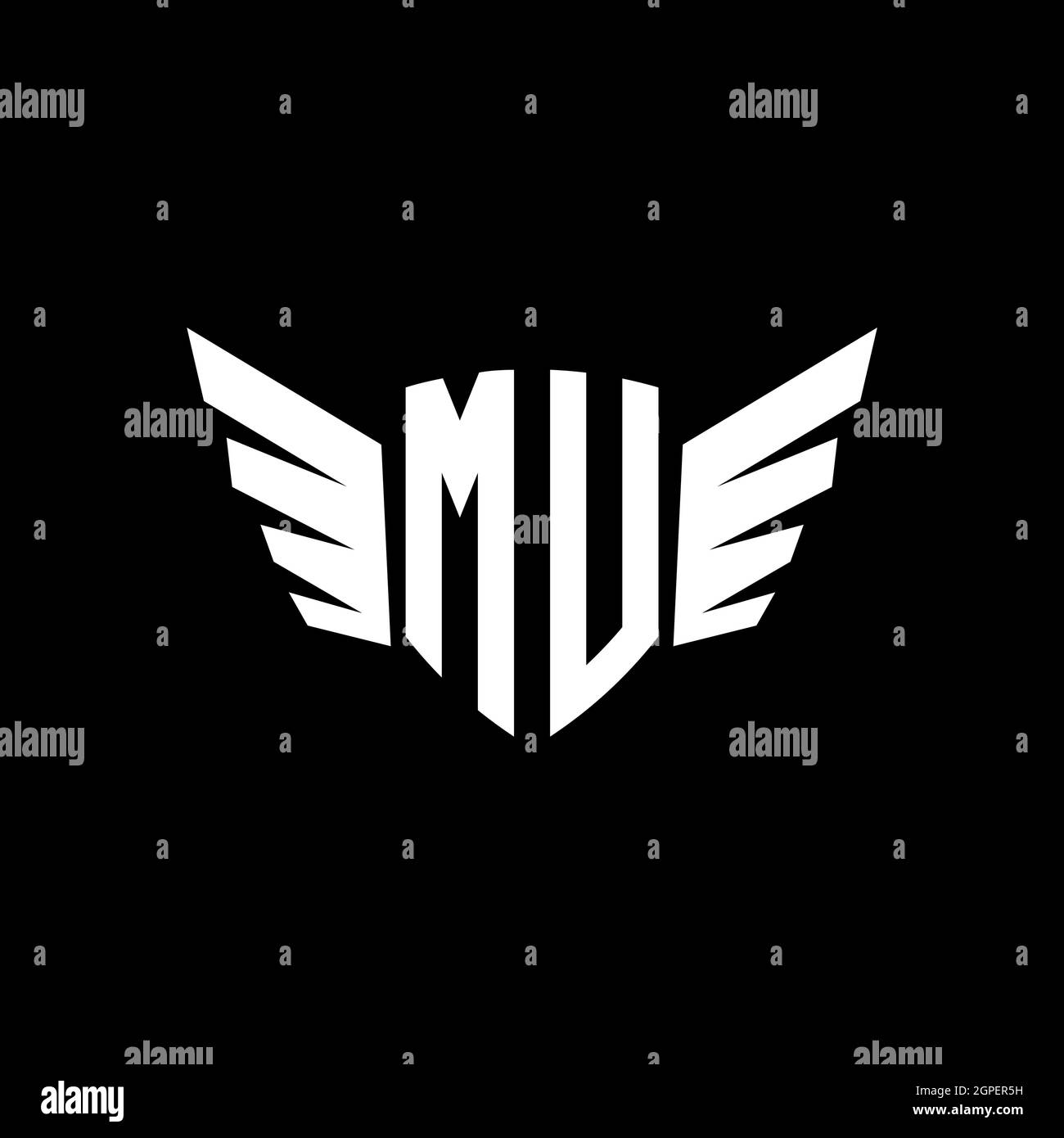MU Monogram Logo geometric initial with wing shape style design ...