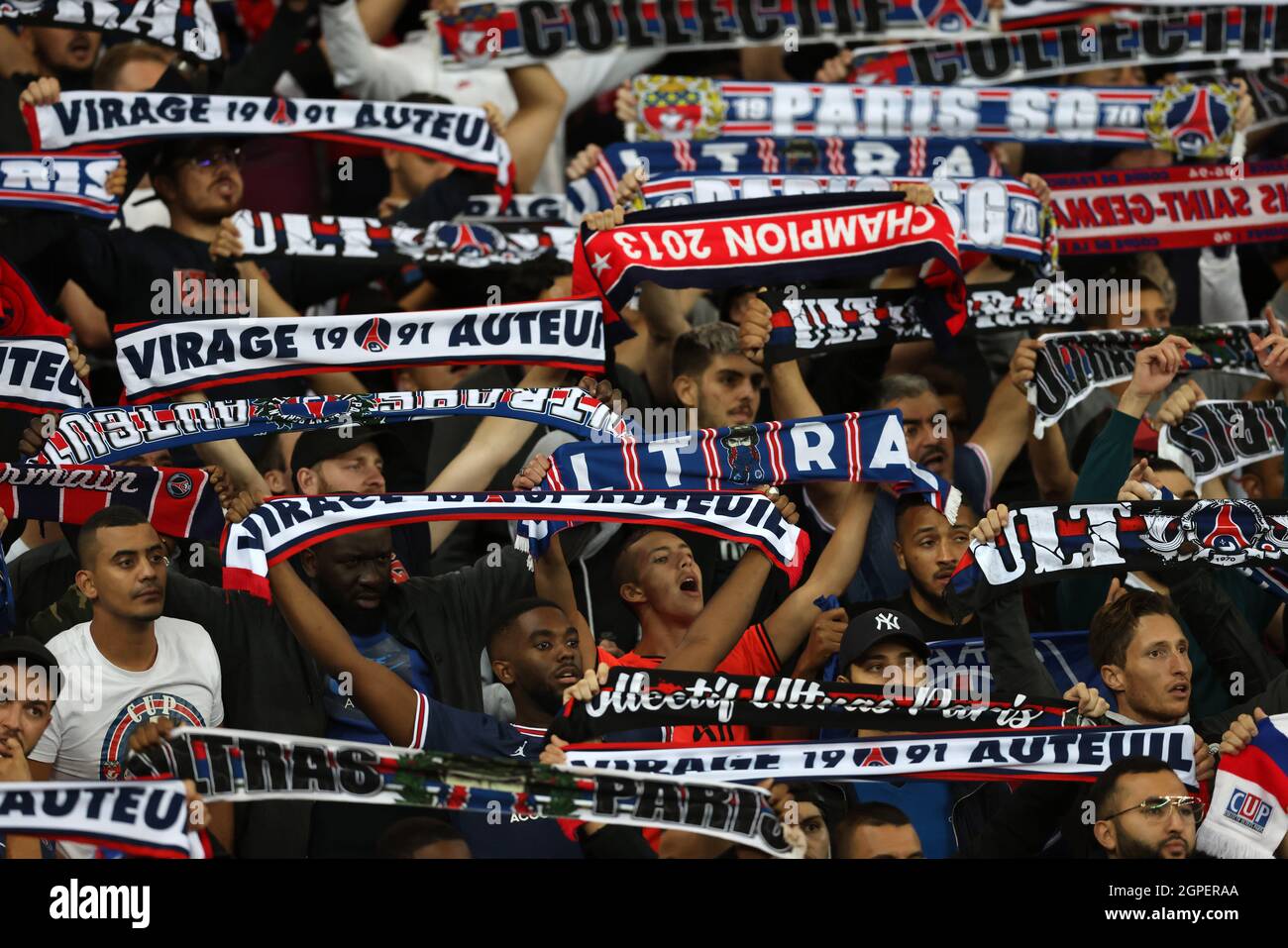 Paris, France. 28th Sep, 2021. PSG fans during the UEFA Champions ...