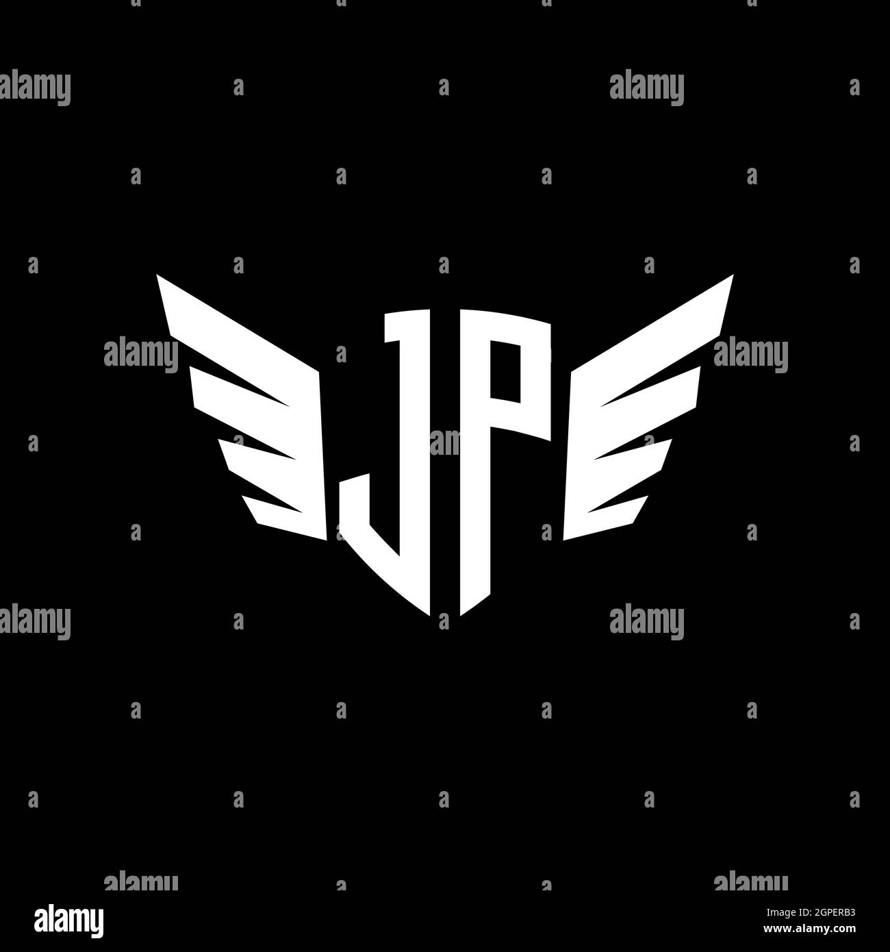 JP Monogram Logo geometric initial with wing shape style design ...