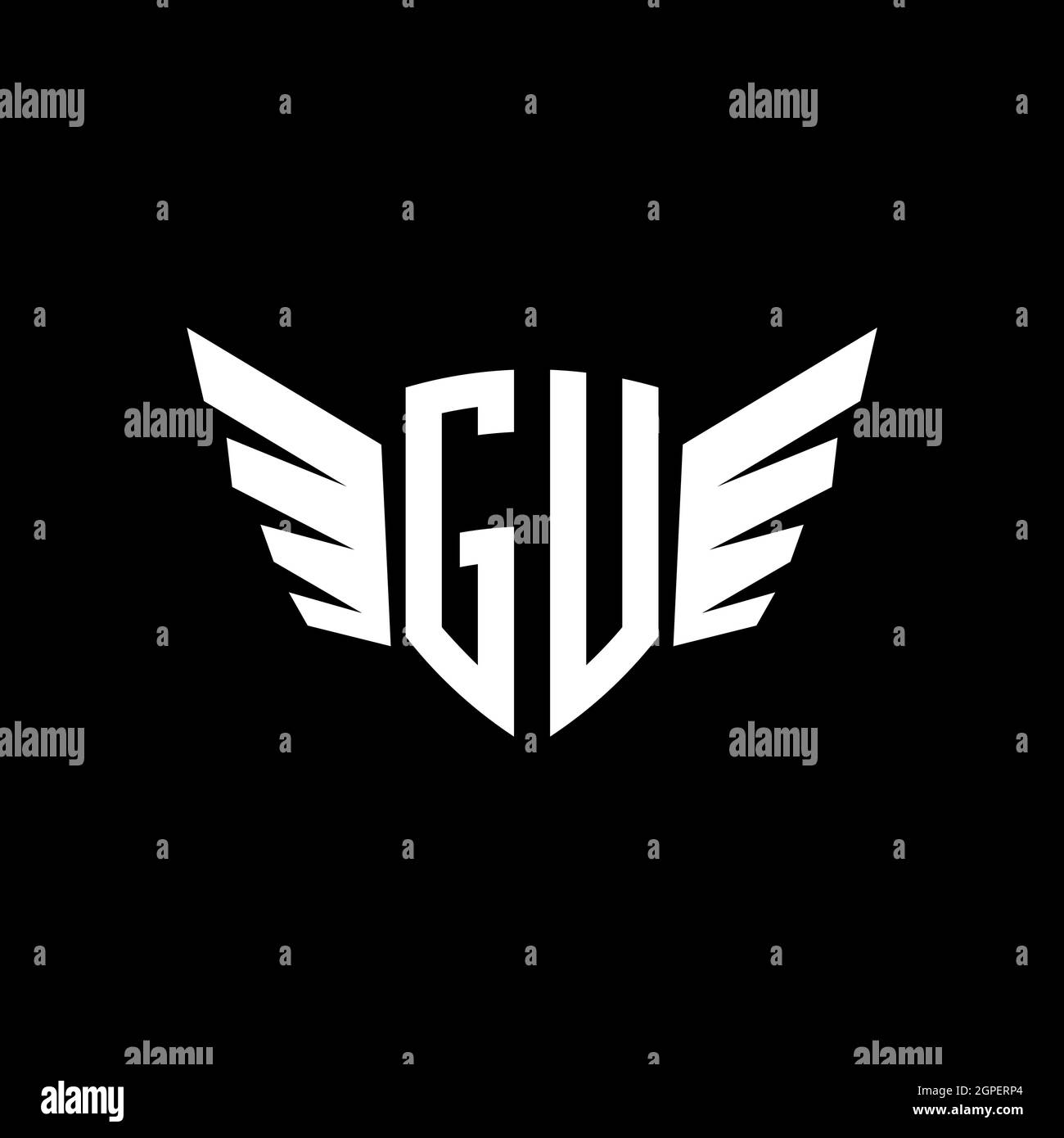 GU Monogram Logo geometric initial with wing shape style design ...