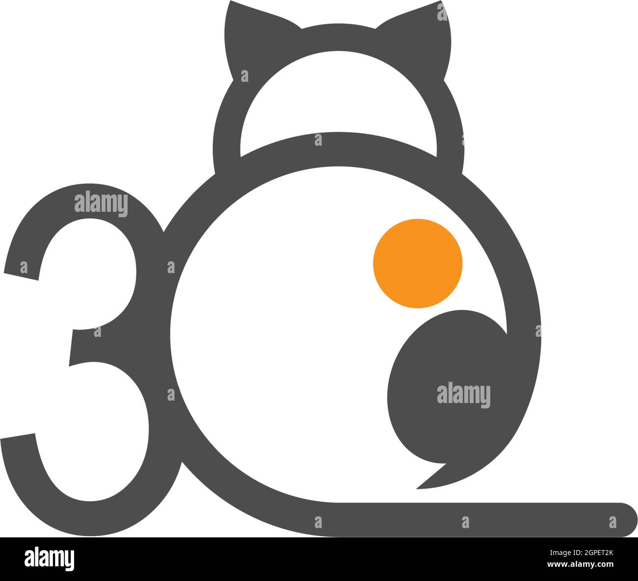 Cat icon logo with number 3 template design vector Stock Vector Image ...