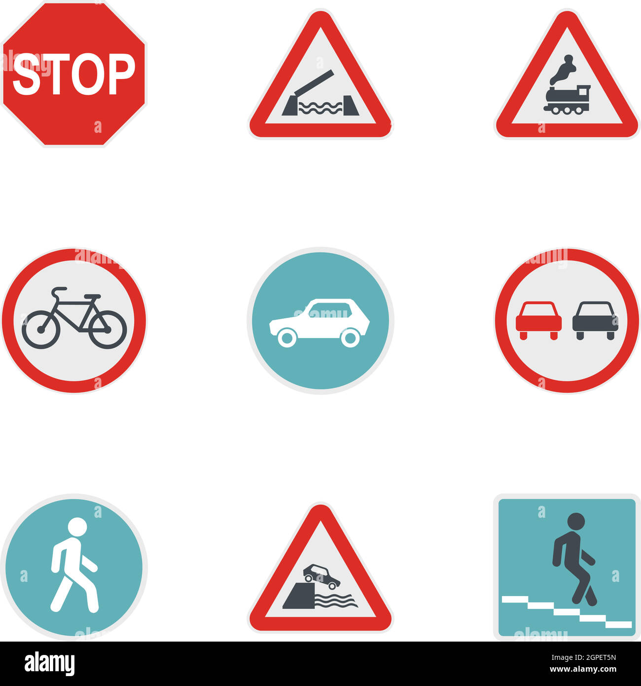 Traffic sign icons set, flat style Stock Vector Image & Art - Alamy