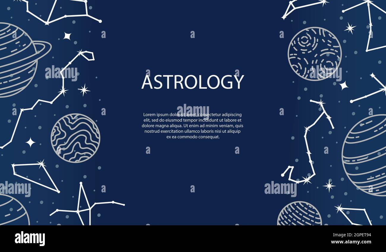 Vector poster with planets and constellations. Astrological background ...