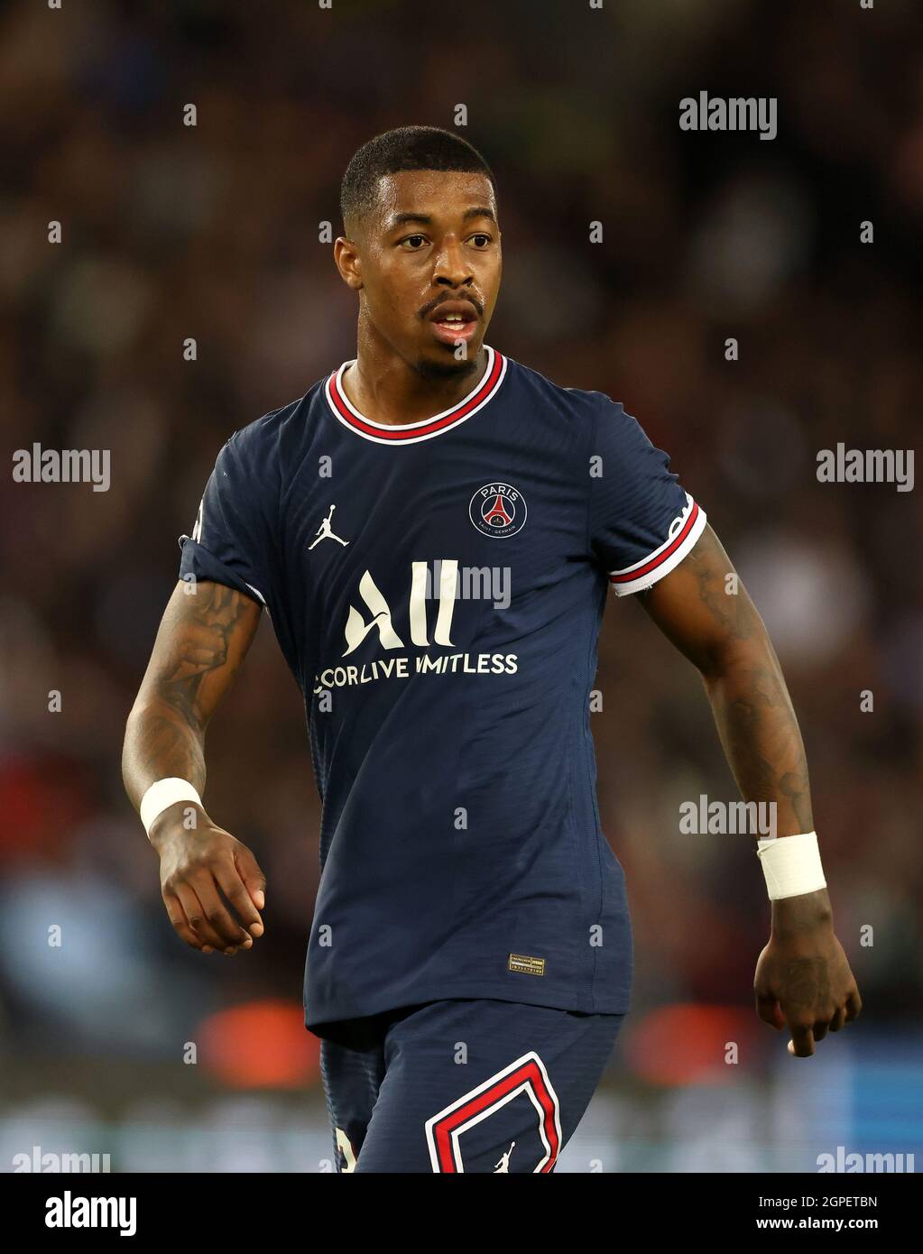 Paris, France. 28th Sep, 2021. Presnel Kimpembe of Paris St Germain ...