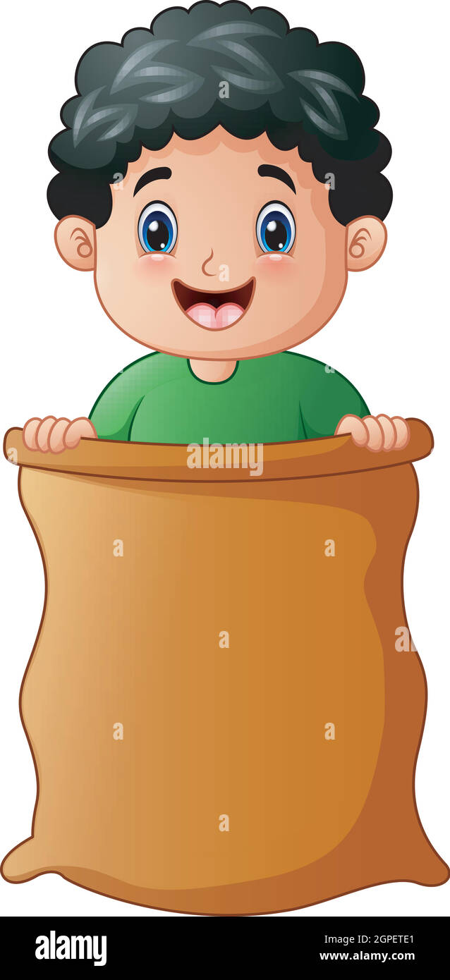 Boy playing jumping sack race Stock Vector Image & Art - Alamy