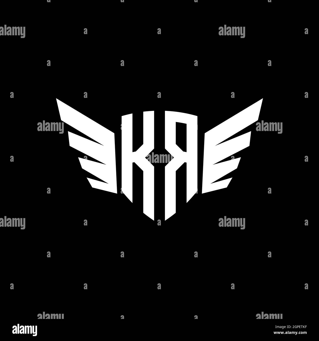 KR Monogram Logo geometric initial with wing shape style design ...