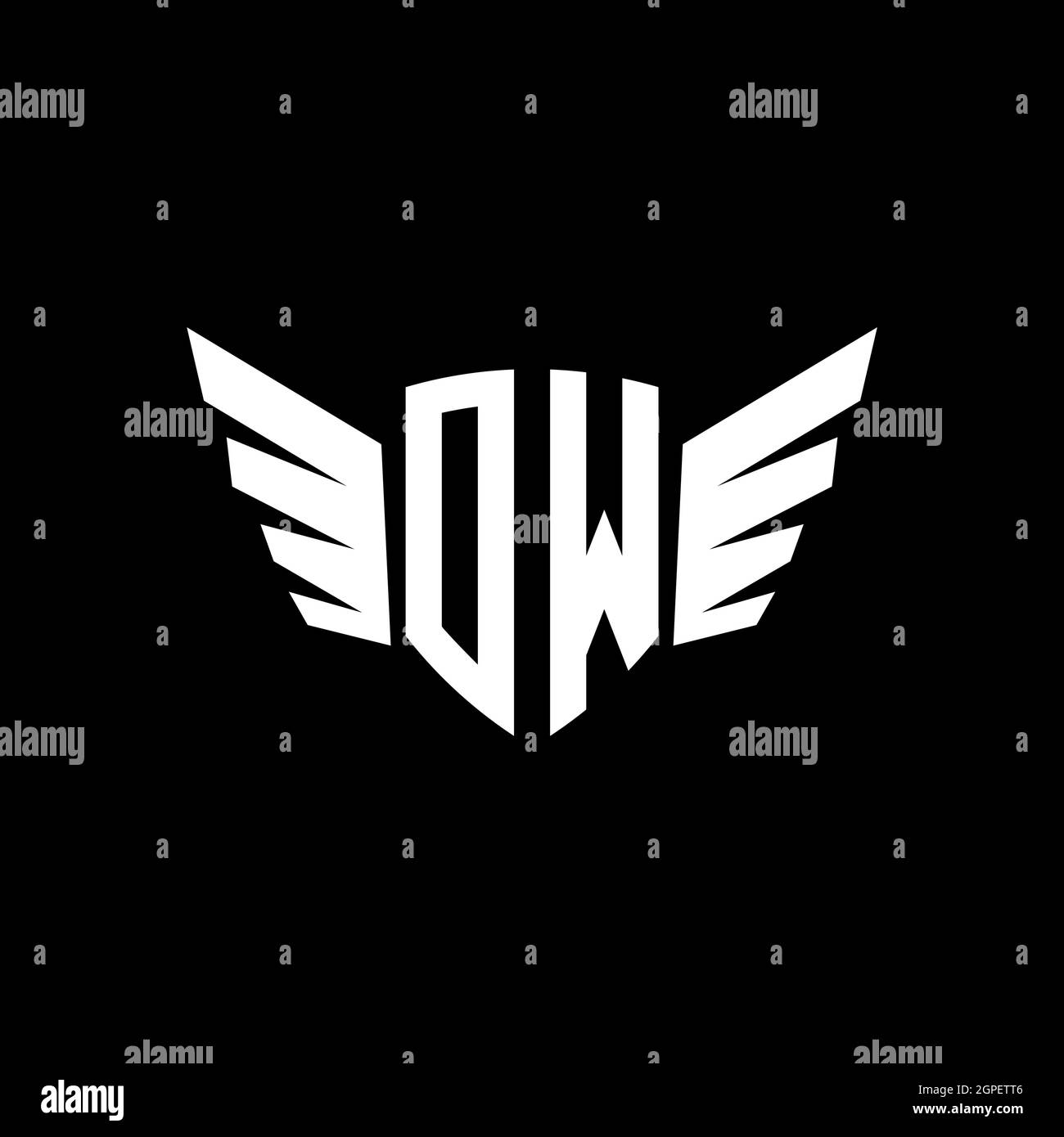 OW Monogram Logo geometric initial with wing shape style design ...