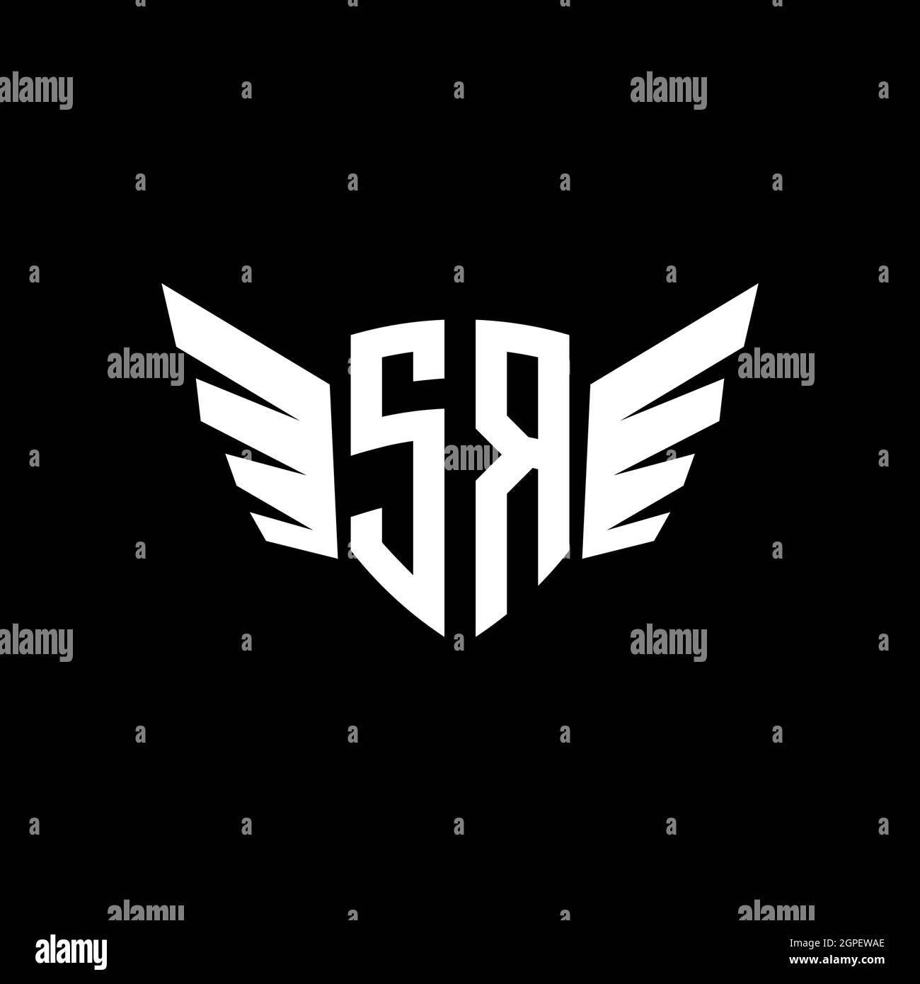 SR Monogram Logo geometric initial with wing shape style design ...