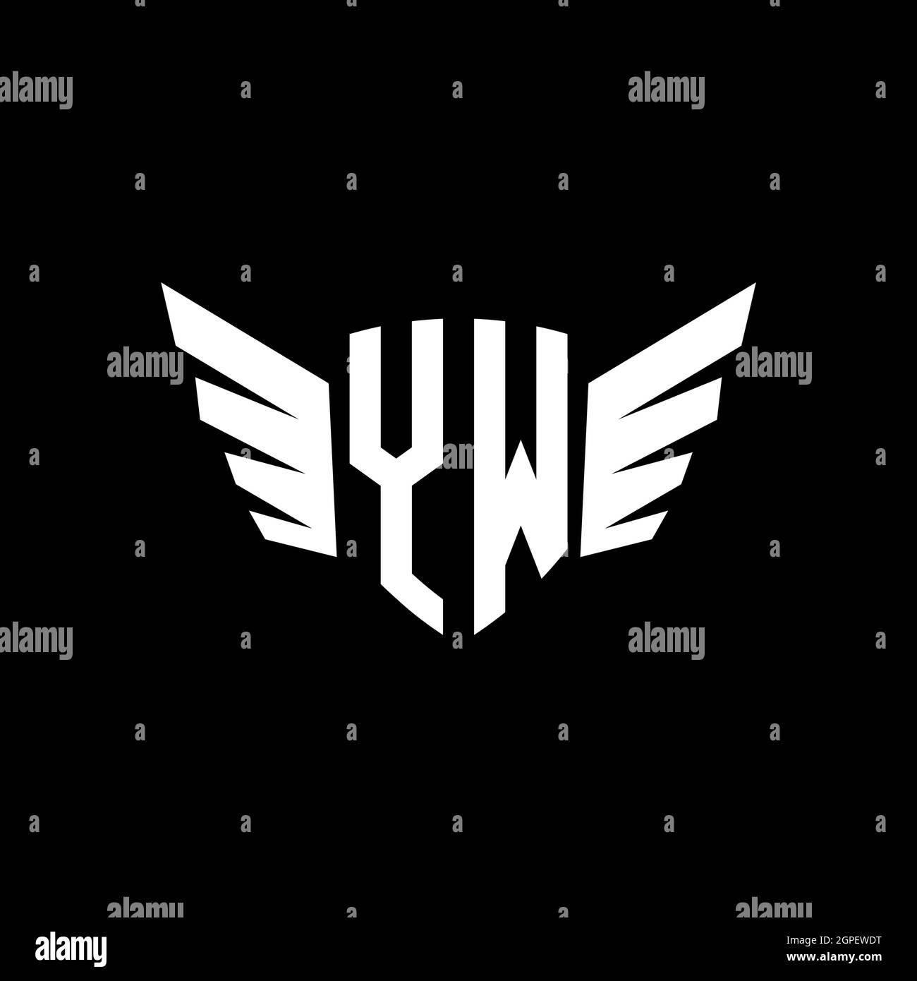 YW Monogram Logo geometric initial with wing shape style design ...