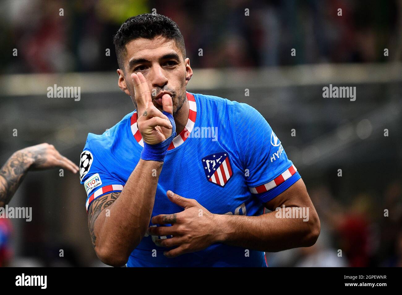 Milan, Italy. 28 September 2021. Luis Suarez of Club Atletico de Madrid ...