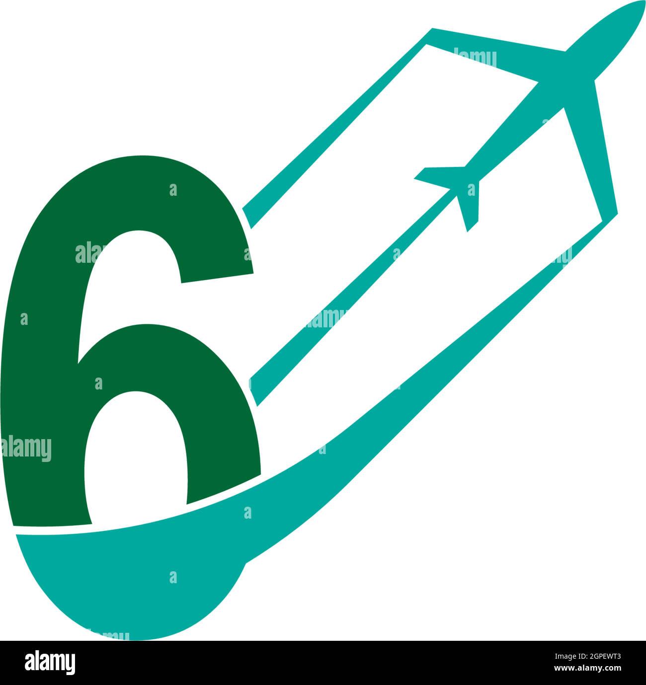 Number 6 with plane logo icon design vector Stock Vector Image & Art ...