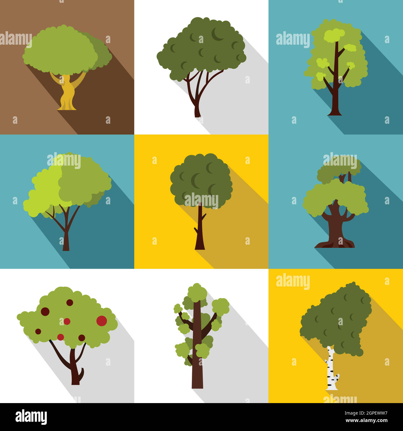 Trees icons set, flat style Stock Vector Image & Art - Alamy