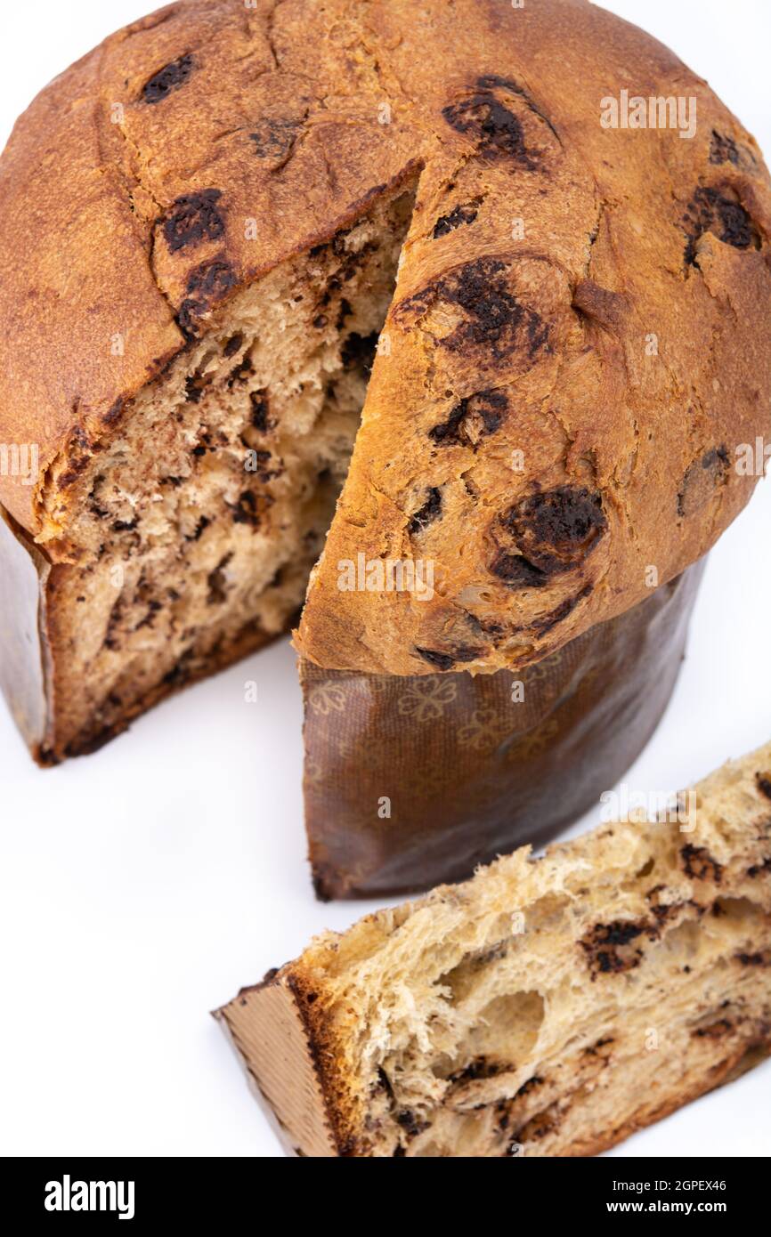 Traditional Italian panettone for Christmas isolated on white ...