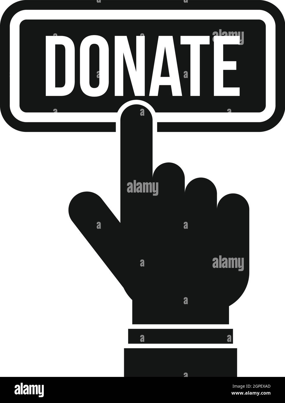 Hand presses button to donate icon, simple style Stock Vector Image ...