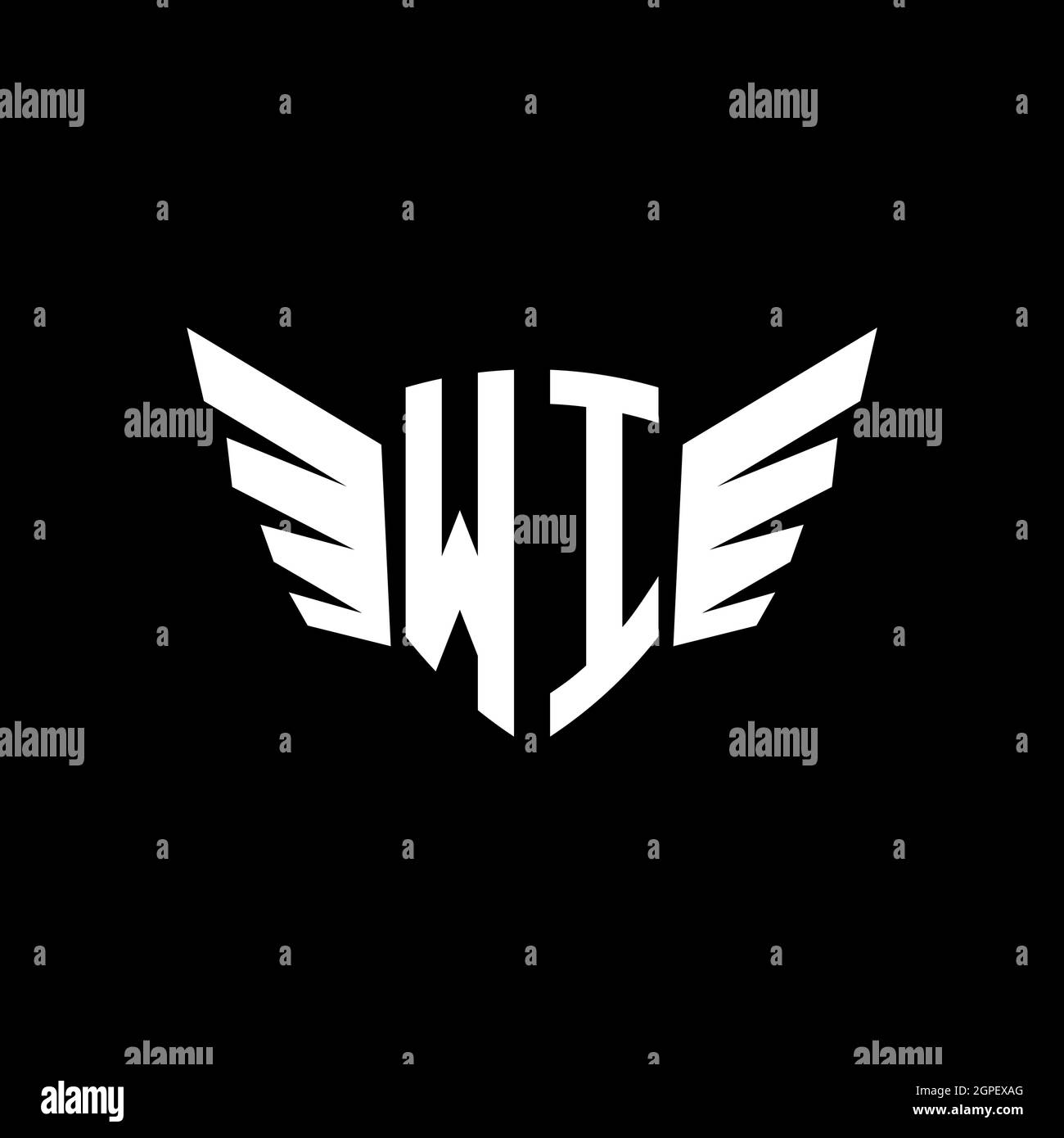 WI Monogram Logo geometric initial with wing shape style design ...