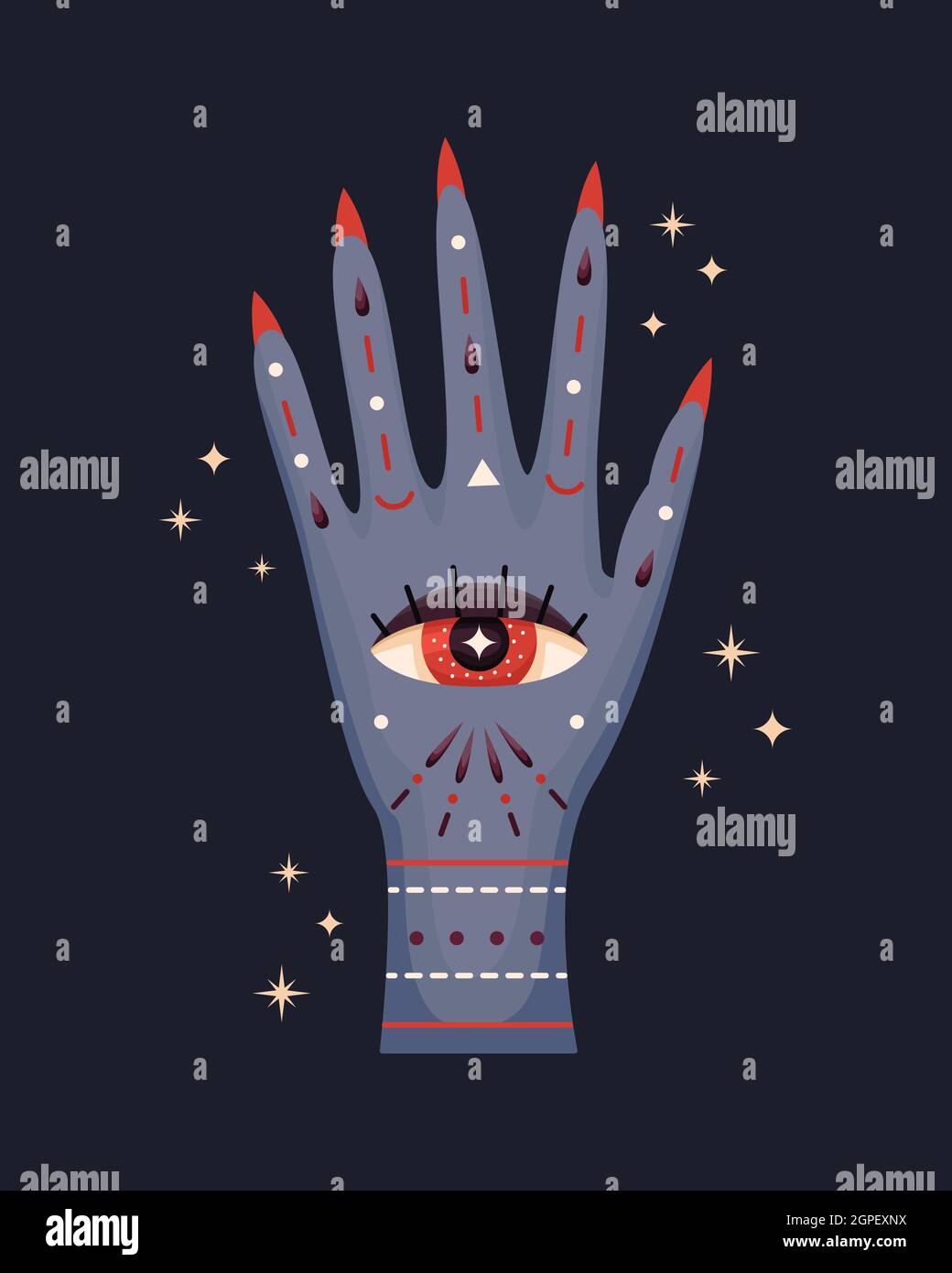 Vector illustration of a witch's hand. Mystical illustration Stock ...