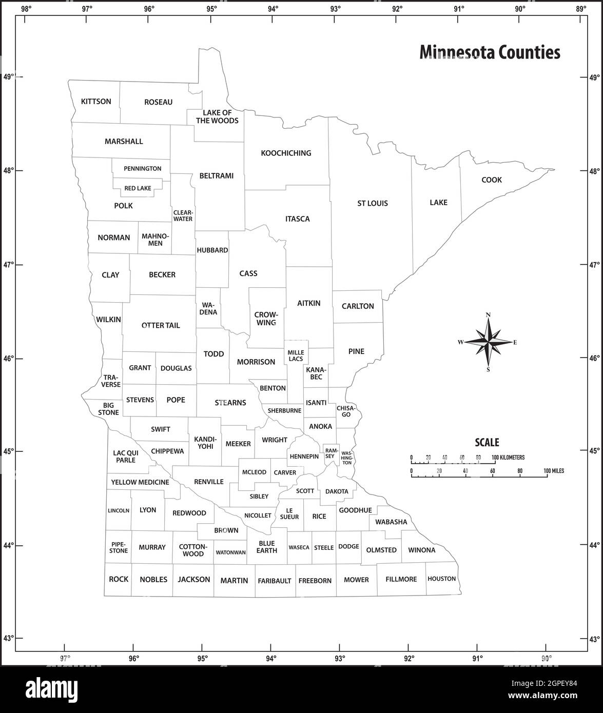 Minnesota outline vector hi-res stock photography and images - Alamy